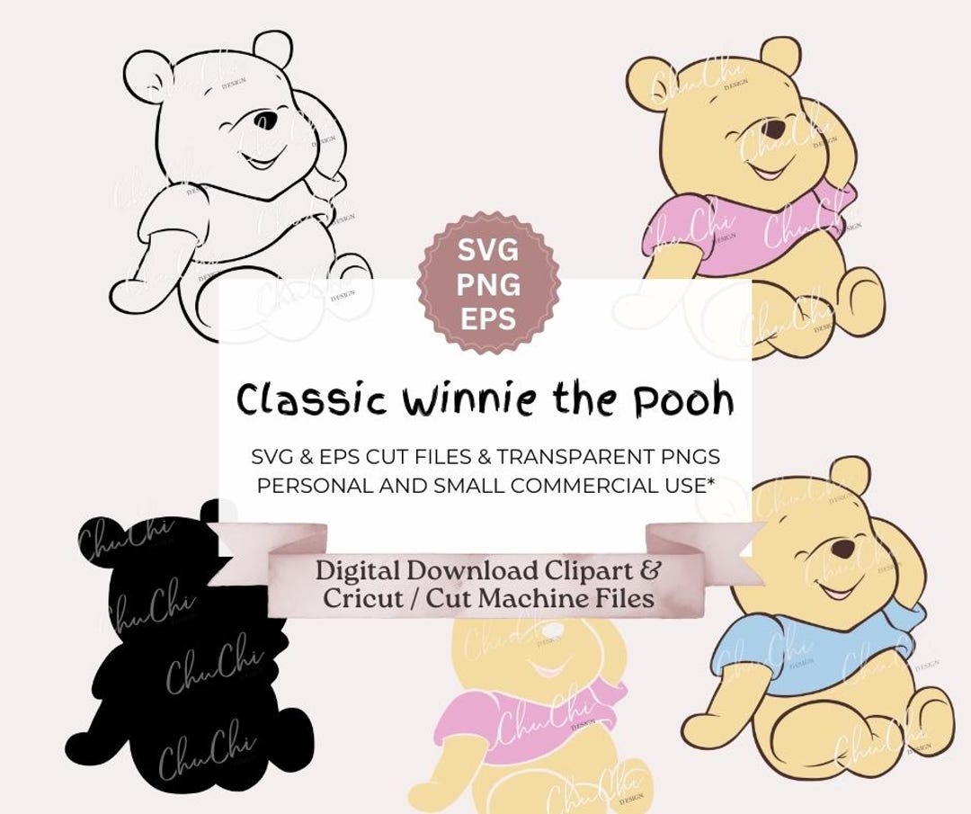 Baby Pooh SVG: Classic Winnie-the-pooh Layered Sticker Cut Files, EPS ...