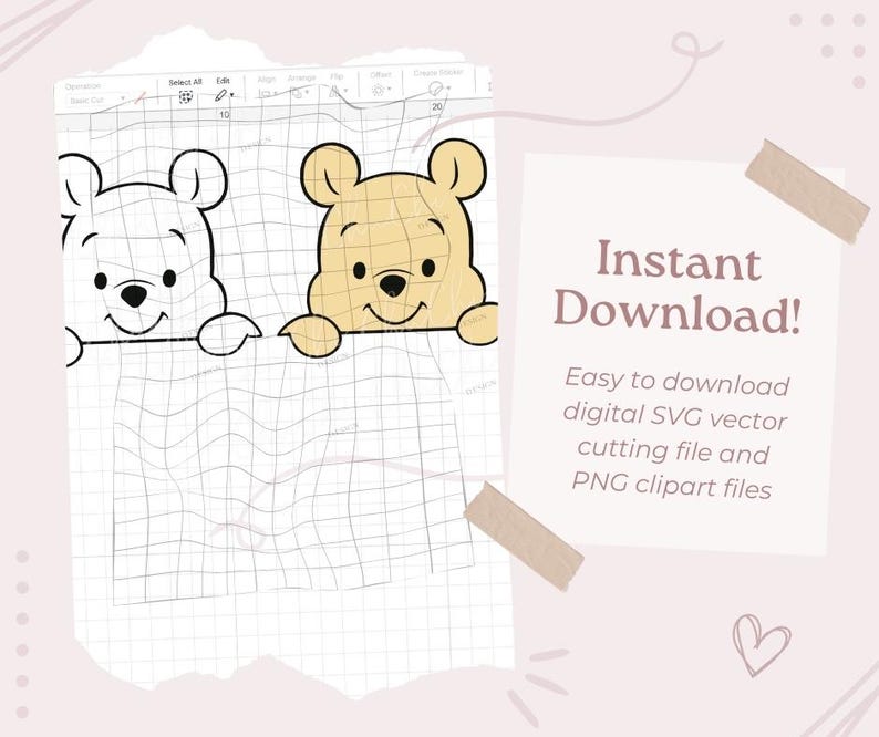 Peeking Baby Pooh Bear SVG Cricut Craft Vinyl Sticker Classic Winnie ...