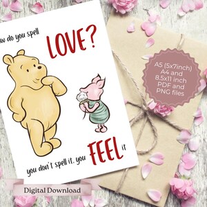 Winnie the Pooh & Piglet Love Quote Card: Partner, Valentines ...