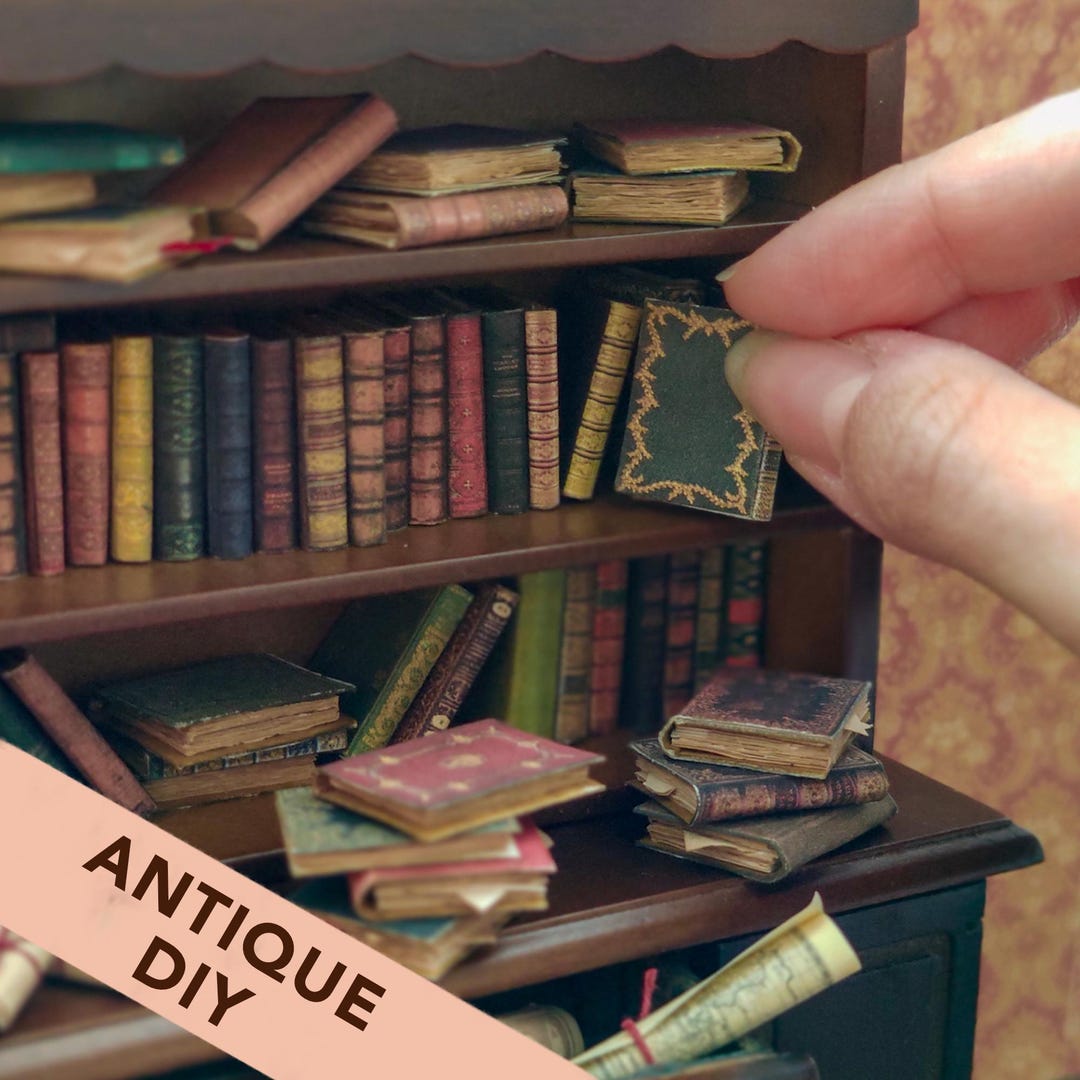 DIY Antique-style Books Dollhouse, KIT for Miniature Books, Printed ...