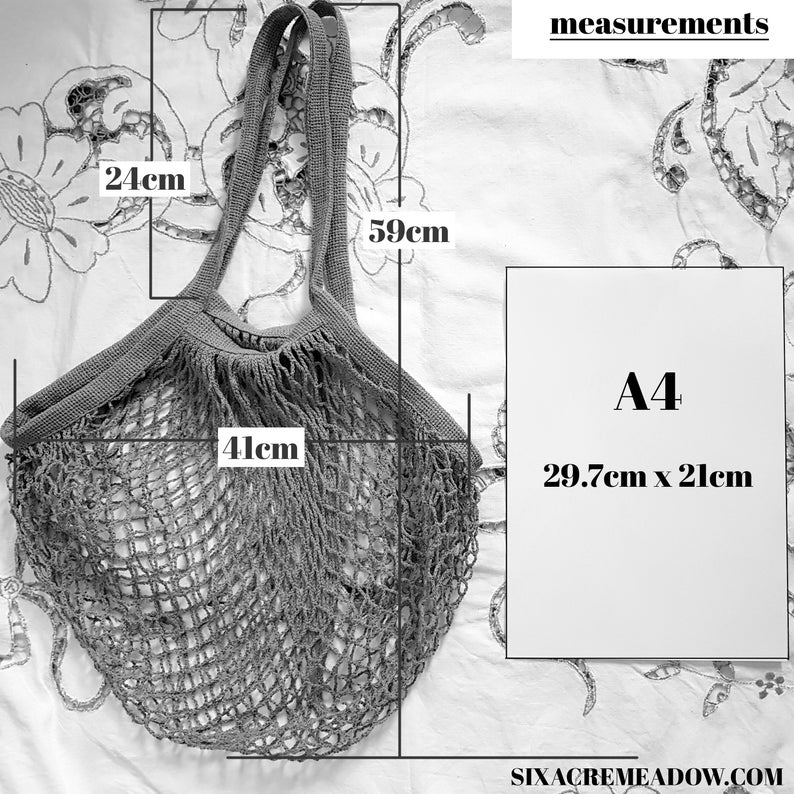 Black Cotton String Shoulder Tote Bag | Etsy