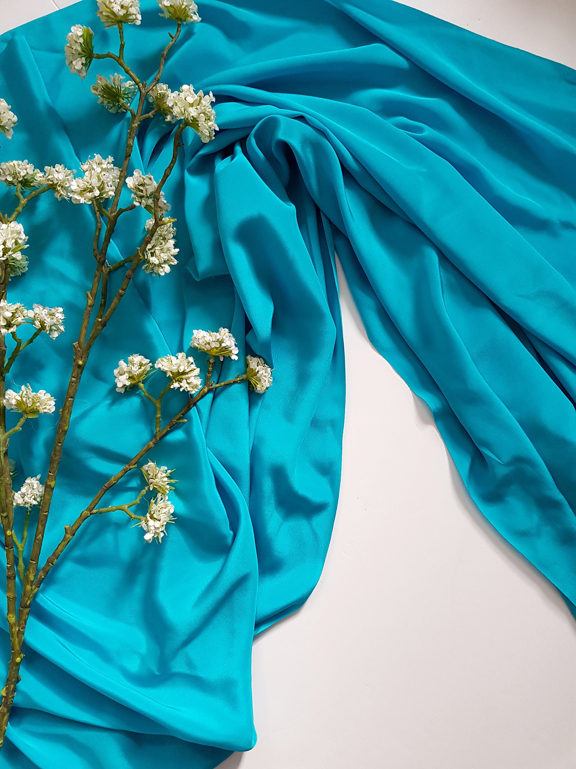 Aqua Blue Silk Fabric