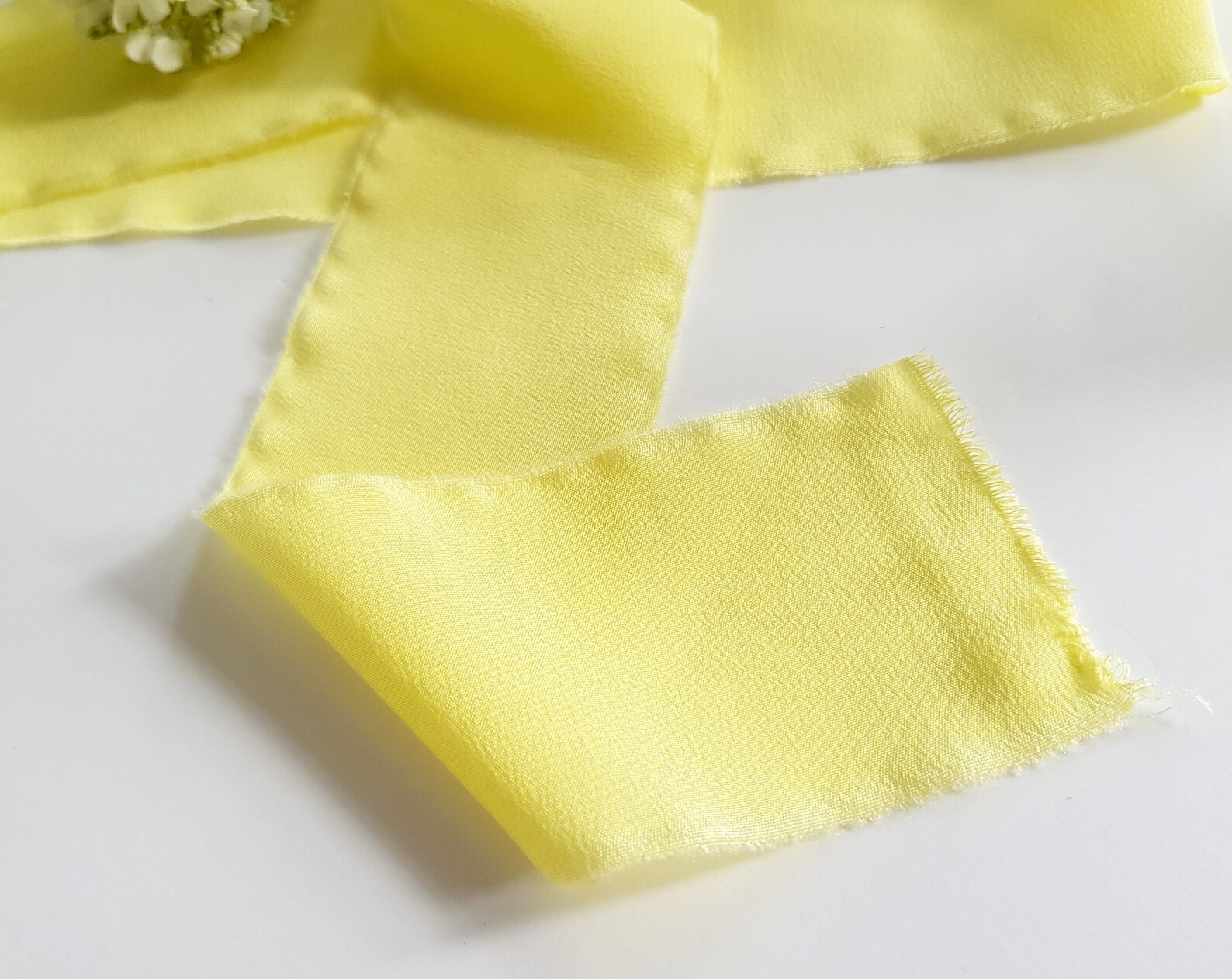 Pale Lemon Yellow Silk Ribbon With Raw Edge. 100% Silk Crepe - Etsy
