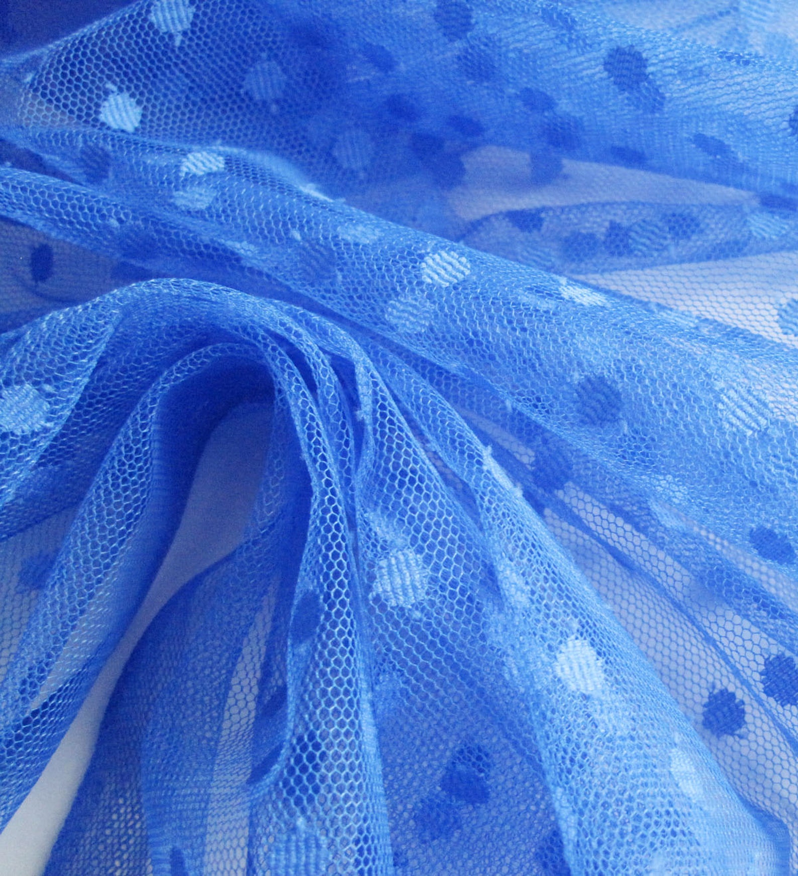 Royal Blue Spot Tulle Fabric 44 Wide. Bright Blue Spot | Etsy