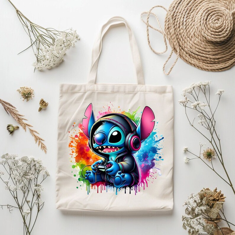 5 PNG Stitch Gamer Player Splash Watercolor Digital Design PNG File for ...