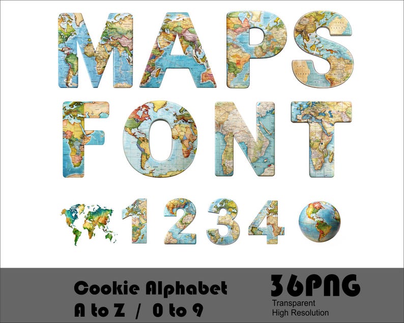 Map Font Png Maps Alphabet and Numbers Clipart PNG Watercolor Splash ...