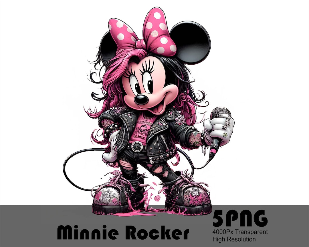 5 PNG Minnie Rocker Punk PNG Design High Resolution Tshirt Sublimation ...