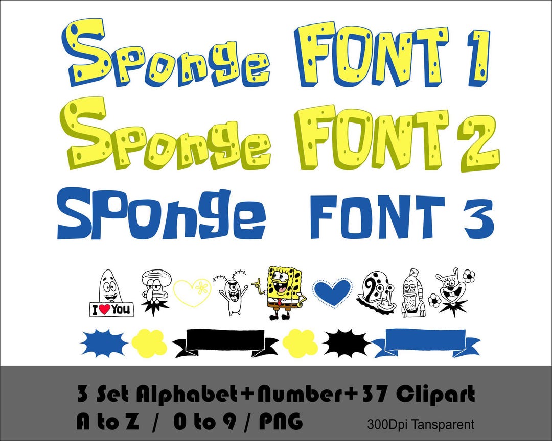 Sponge Font Png Sponge Alphabet Png Kids Birthday Font Cartoon Font ...