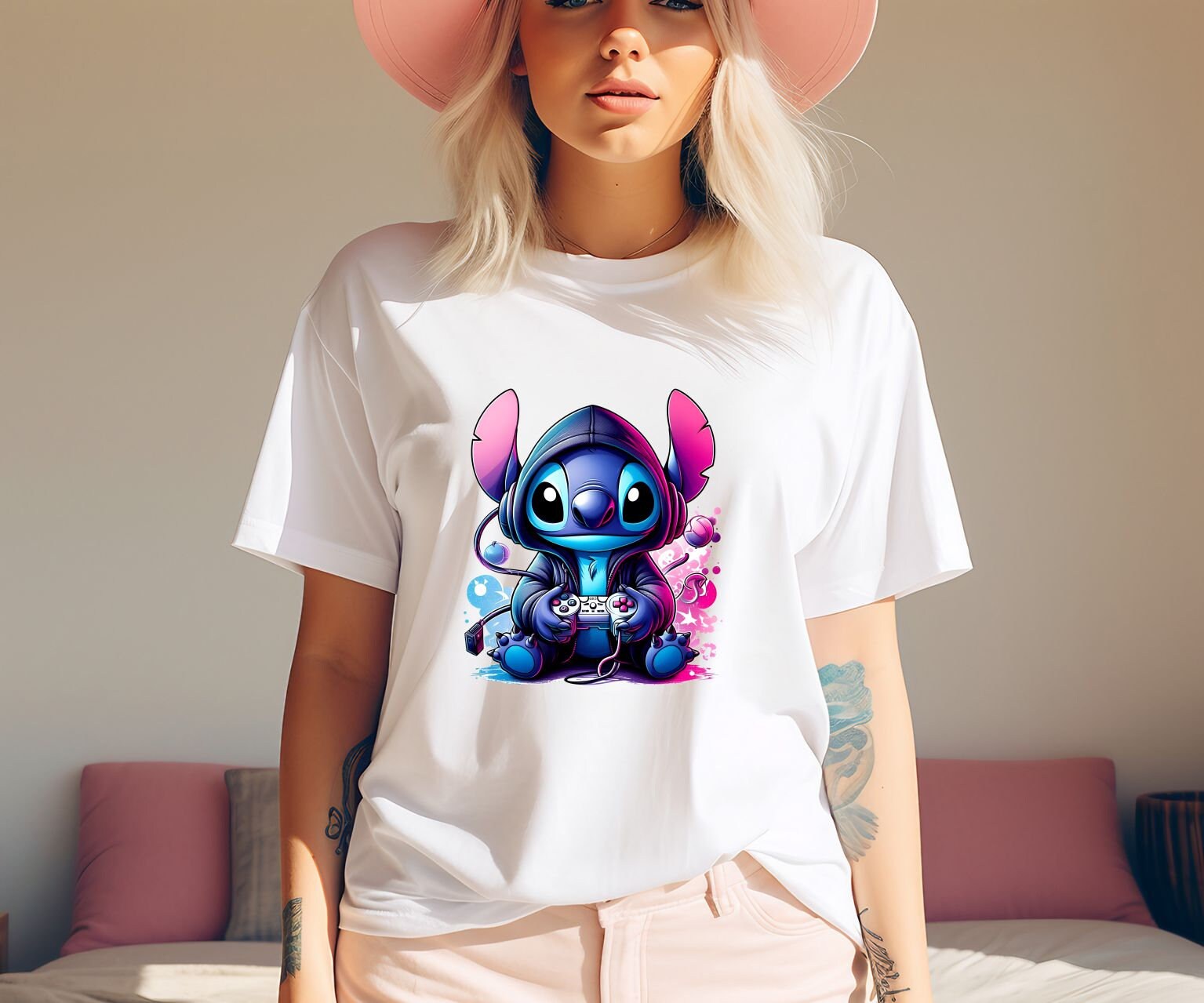 5 PNG Stitch Gamer Player Splash Watercolor Digital Design PNG File for ...