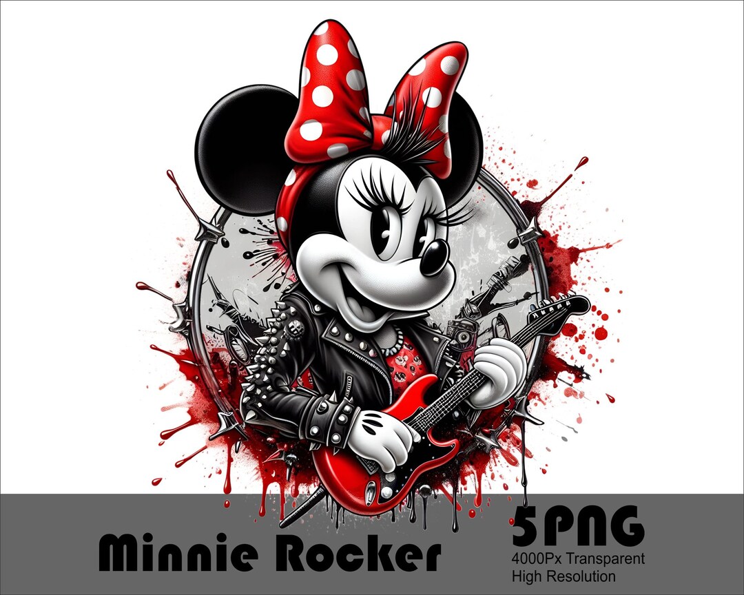 5 PNG Minnie Rocker Punk PNG Design High Resolution Tshirt and ...