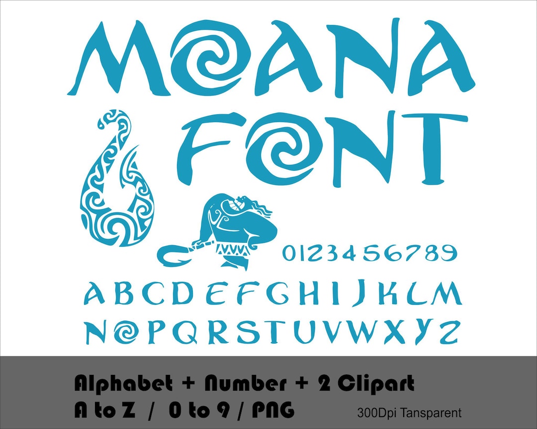 Moana Font Png Moana and Maui Alphabet and Numbers Png Digital Download ...