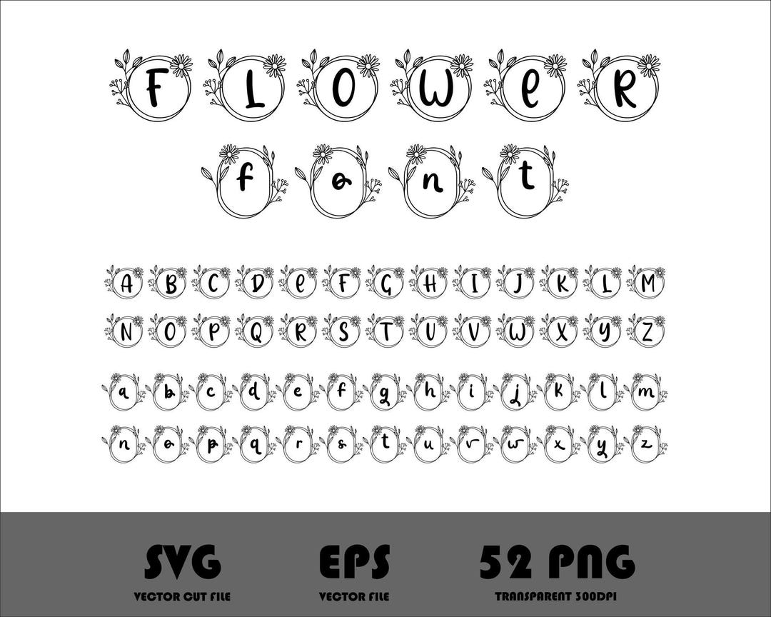 Flower Font Png Svg Eps Wedding Font Png Floral Monogram Png Love ...