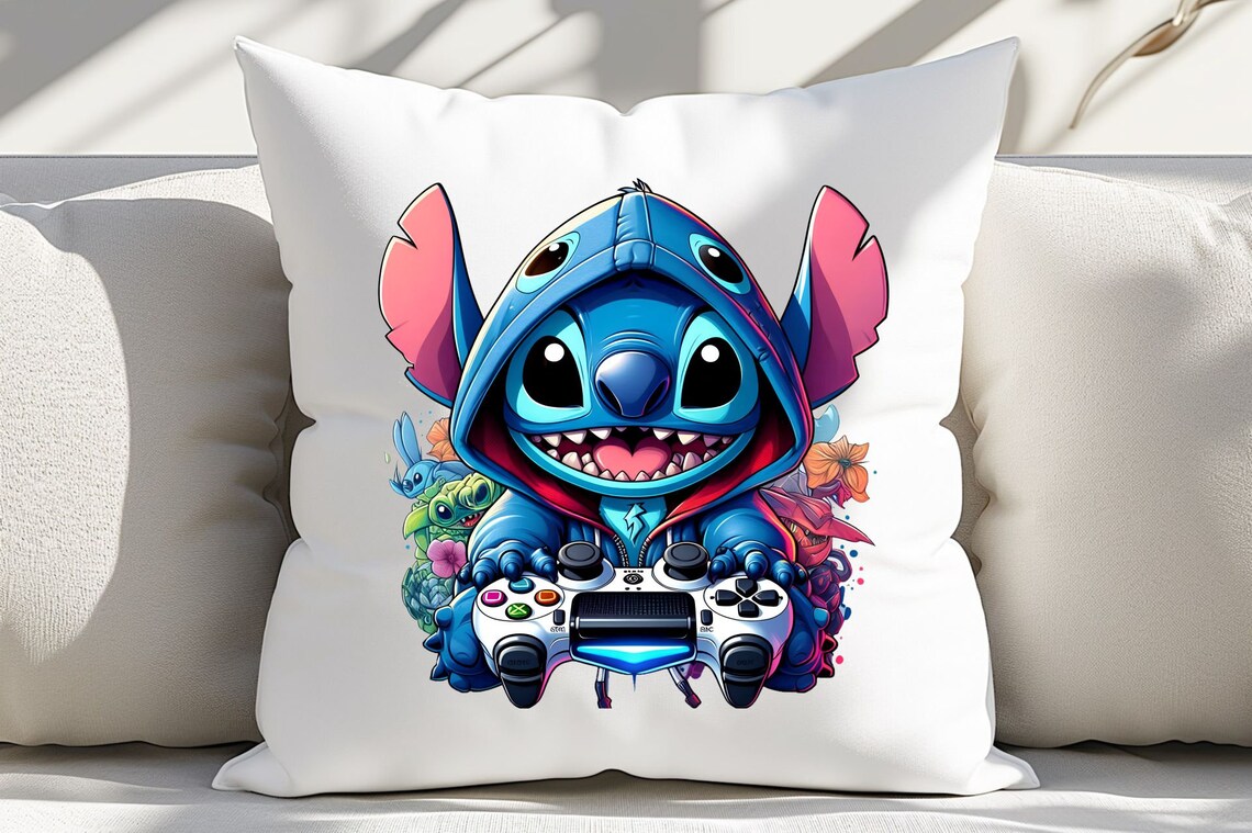 5 PNG Stitch Gamer Player Splash Watercolor Digital Design PNG File for ...