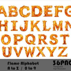 Flame Alphabet Flame Numbers PNG File Flame Font Fire Alphabet Letters ...
