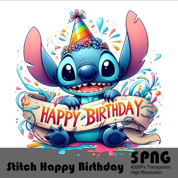 Stitch Happy Birthday Png - Etsy