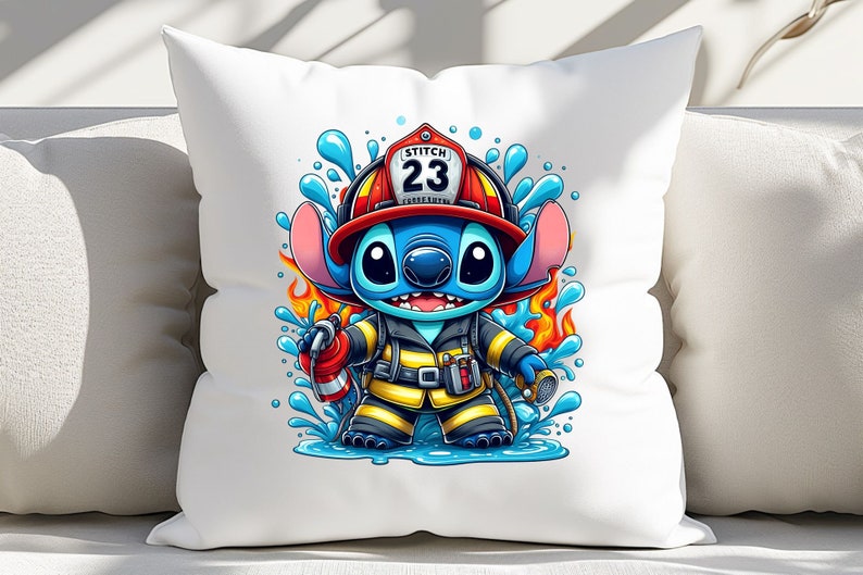 5 PNG Stitch Firefighter Splash Watercolor Digital Design PNG File for ...