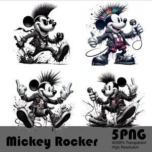 5 PNG Mickey Rocker Mouse PNG Design High Resolution Tshirt Sublimation ...