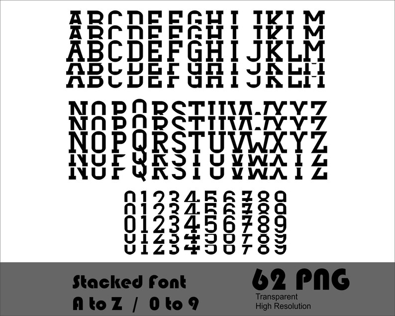 Stacked Alphabet PNG Stacked Font Svg Eps Ttf Letters Numbers Alphabet ...