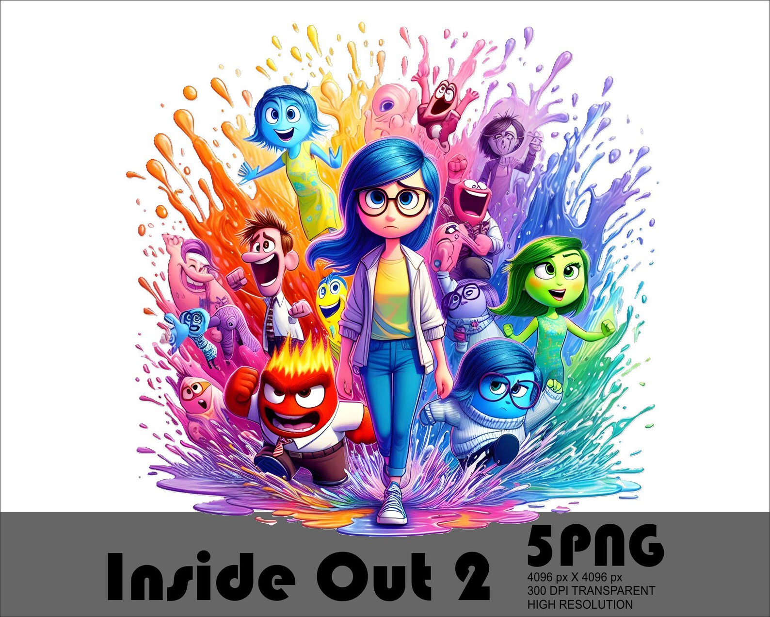 Inside Out 2 Png All the Feelings Png Anger Joy Sadness Disgust Fear ...