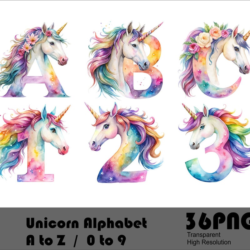 Unicorn Alphabet - Etsy