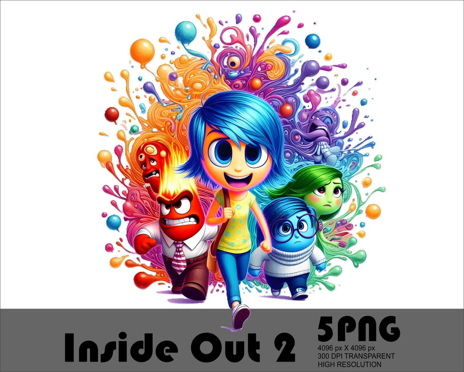 Inside Out 2 Png All the Feelings Png Anger Joy Sadness Disgust Fear ...