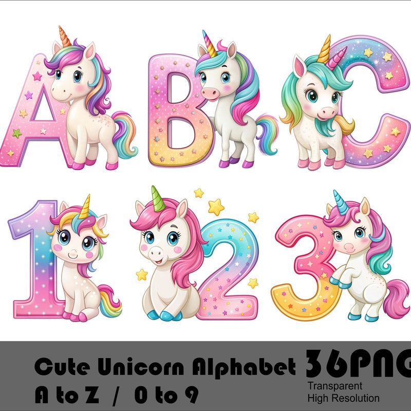 Unicorn Alphabet - Etsy