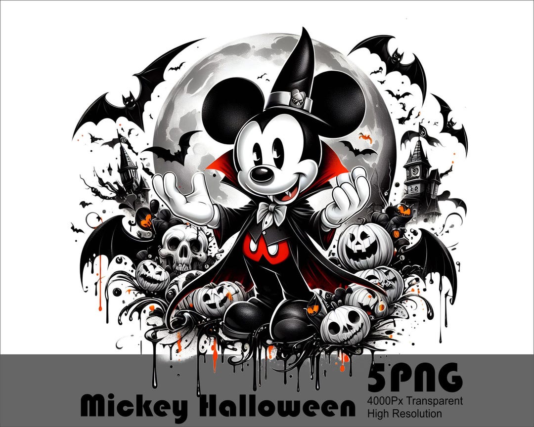 5PNG Mickey Vampire Halloween Pumpkin PNG Design High Resolution Tshirt ...