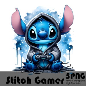 5 PNG Stitch Gamer Splash Watercolor Digital Design PNG File for ...