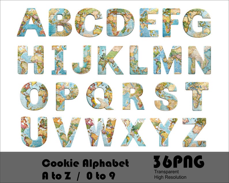 Map Font Png Maps Alphabet and Numbers Clipart PNG Watercolor Splash ...