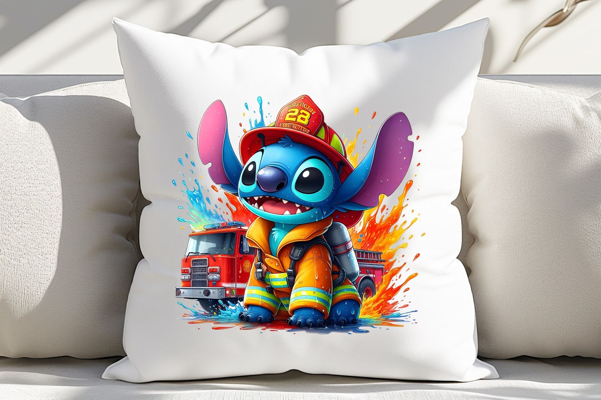 5 PNG Stitch Fireman Splash Watercolor Digital Design PNG File for ...