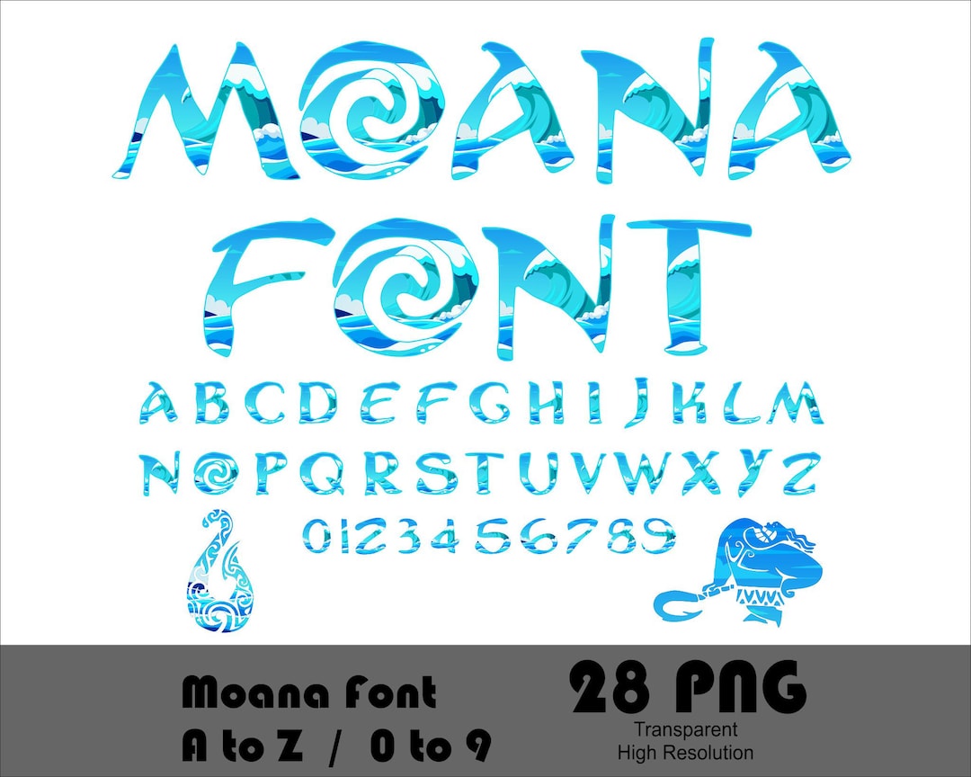 Moana Font Png Moana Alphabet and Numbers Digital Download PNG File ...
