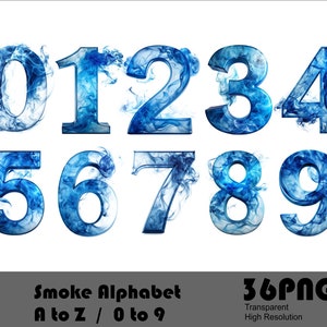 Smoke Font Png Smoke Alphabet Smoke Numbers PNG File Set of Blue ...