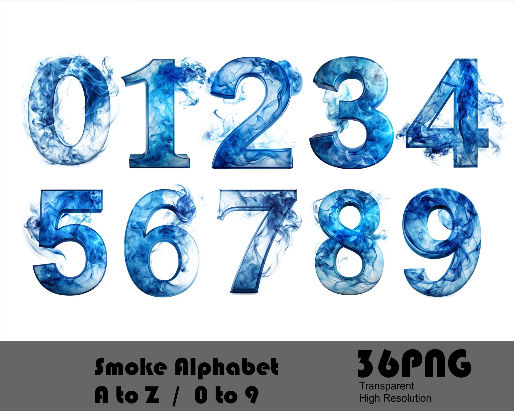 Smoke Font Png Smoke Alphabet Smoke Numbers PNG File Set of Blue ...