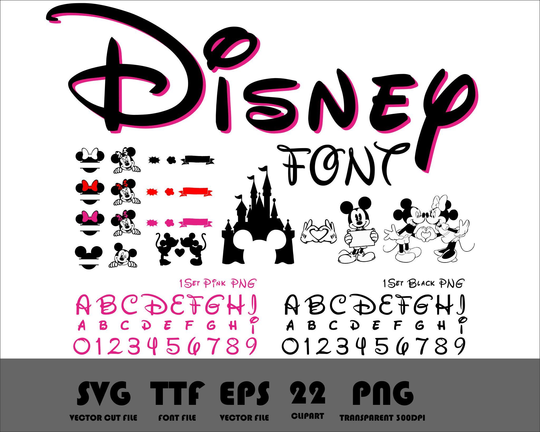 Disney Font Png Svg Eps Mouse Alphabet Numbers Png Mickey Font Minnie ...