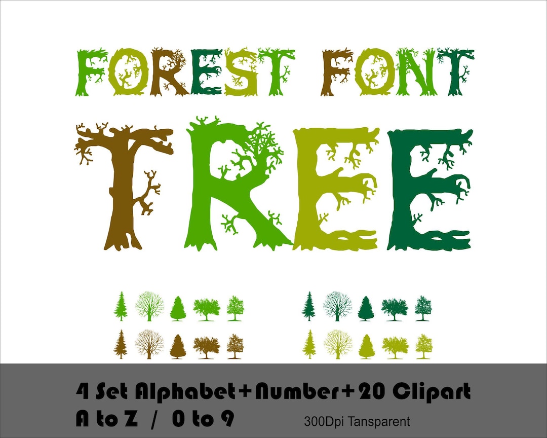 Forest Font Png Tree Font Png Wild Wood Font Png Nature Font Alphabet ...