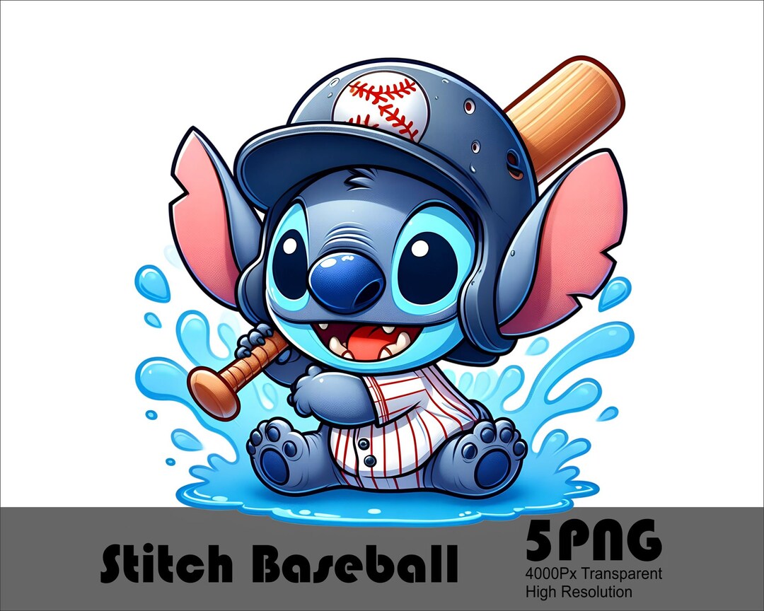 5 PNG Stitch Baseball Player Splash Watercolor Digital Design PNG File ...