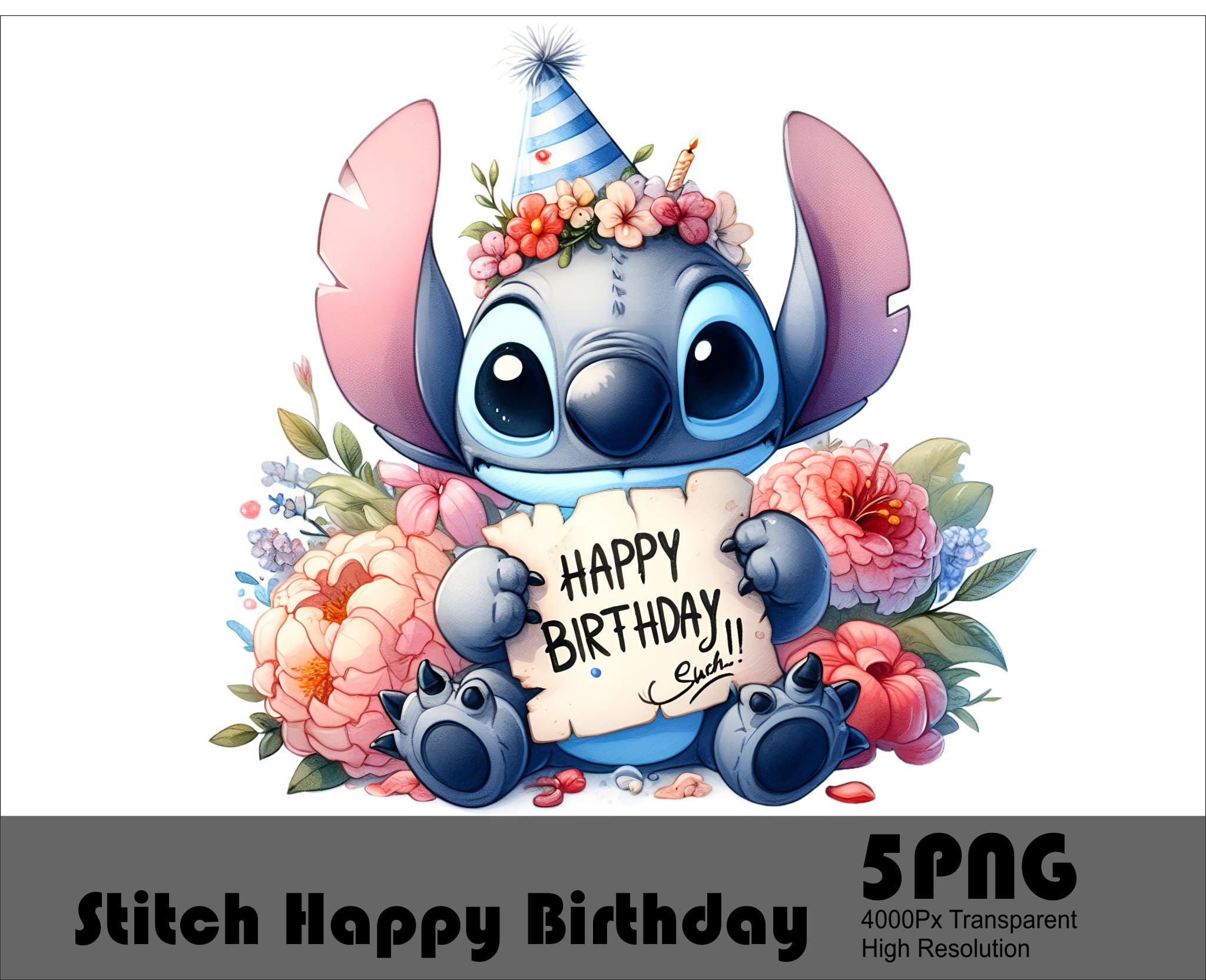 5PNG Stitch Happy Birthday PNG Design High Resolution Tshirt and ...