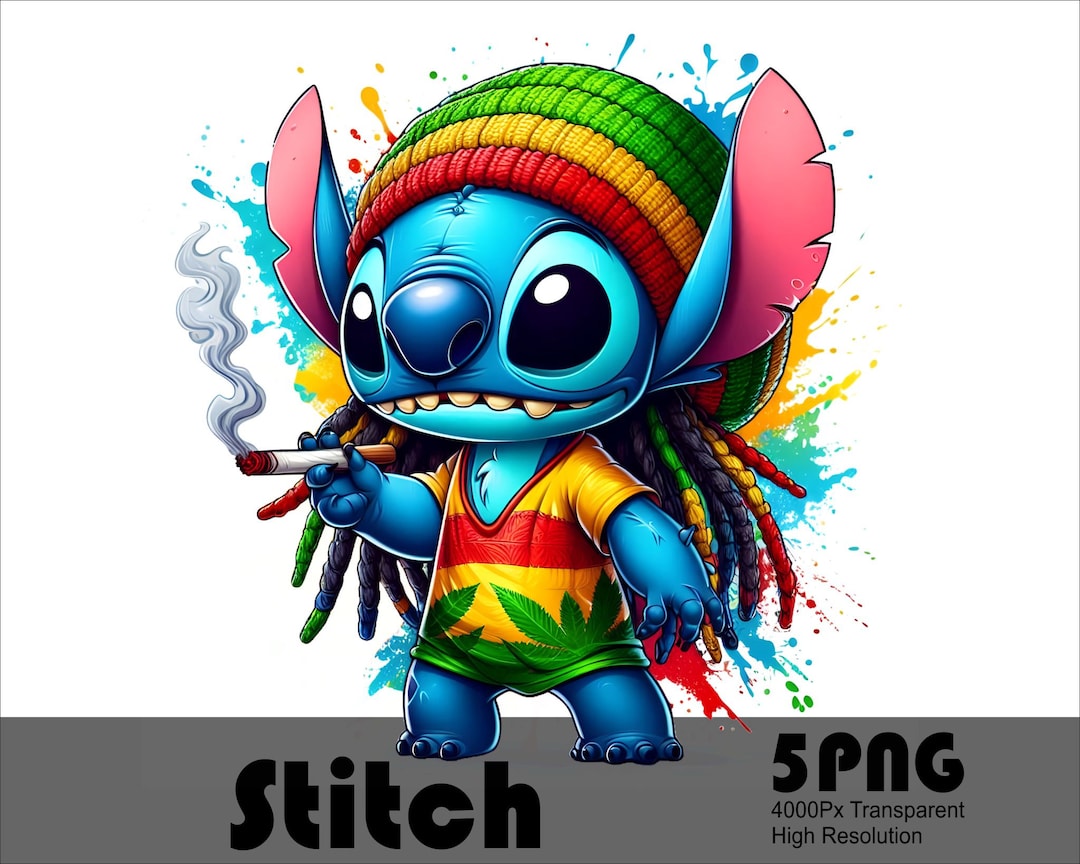 5PNG Stitch Rasta Splash and Watercolor Digital Design PNG File for ...