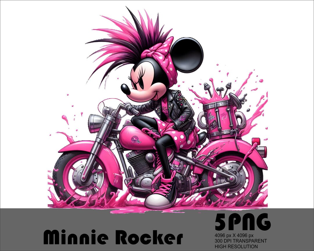 5 PNG Minnie Rocker Punk Png Pink Mouse Design High Resolution Tshirt ...