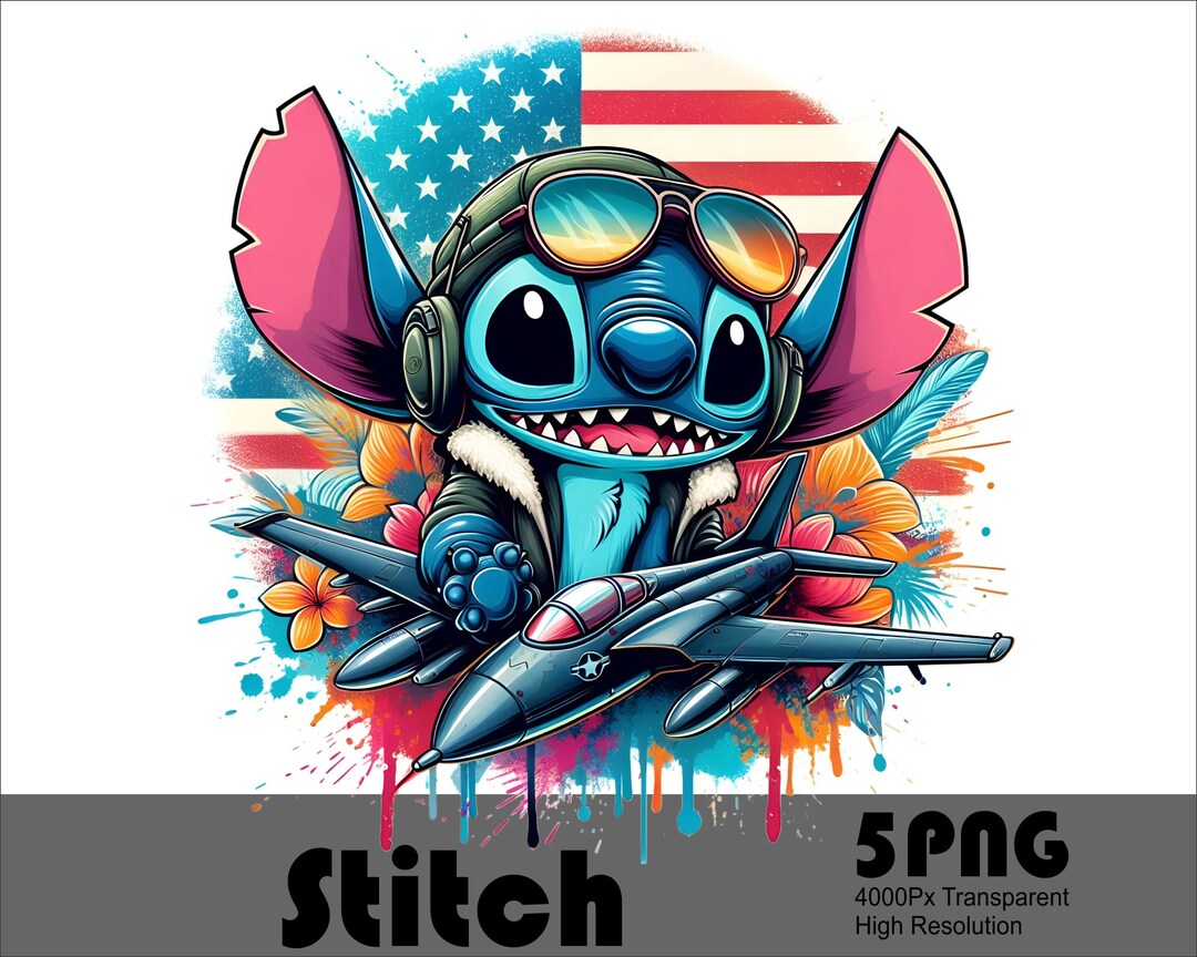 5PNG Stitch Pilot Aviator Splash Watercolor Digital Design PNG File for ...