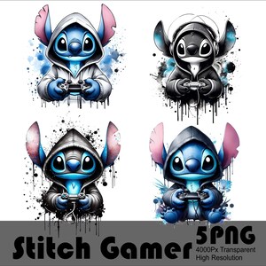5 PNG Stitch Gamer Splash Watercolor Digital Design PNG File for ...
