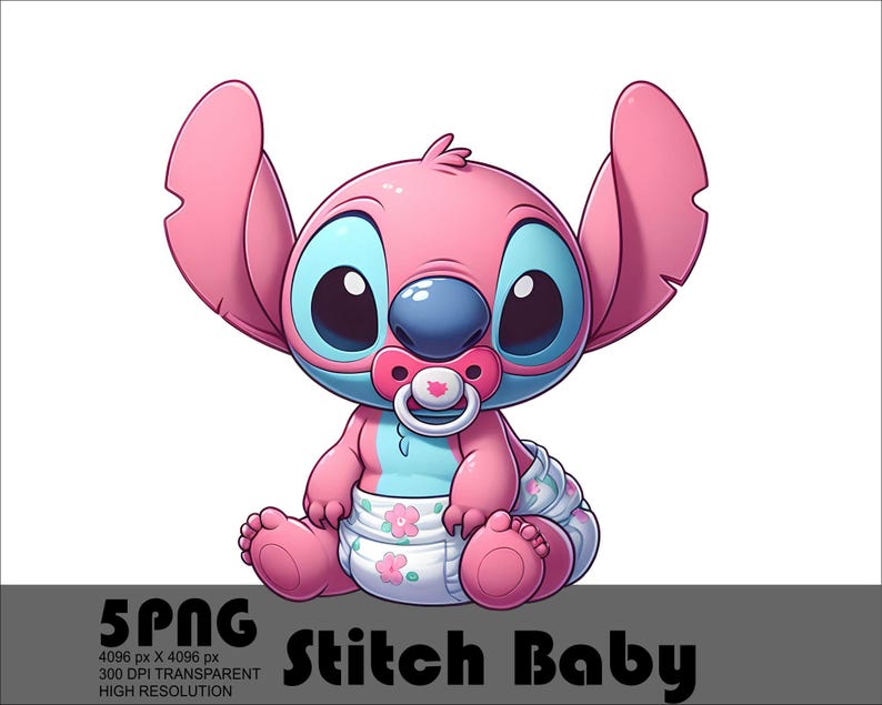 Baby Stitch Png Stitch With a Pacifier Png Baby Girl Stitch Png Stitch ...