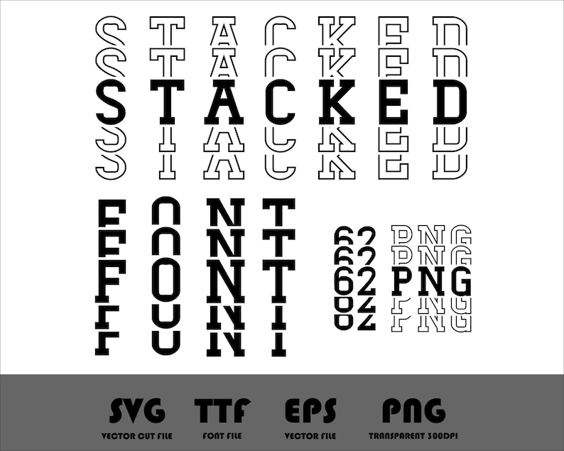 Stacked Alphabet PNG Stacked Font Svg Eps Ttf Letters Numbers Alphabet ...
