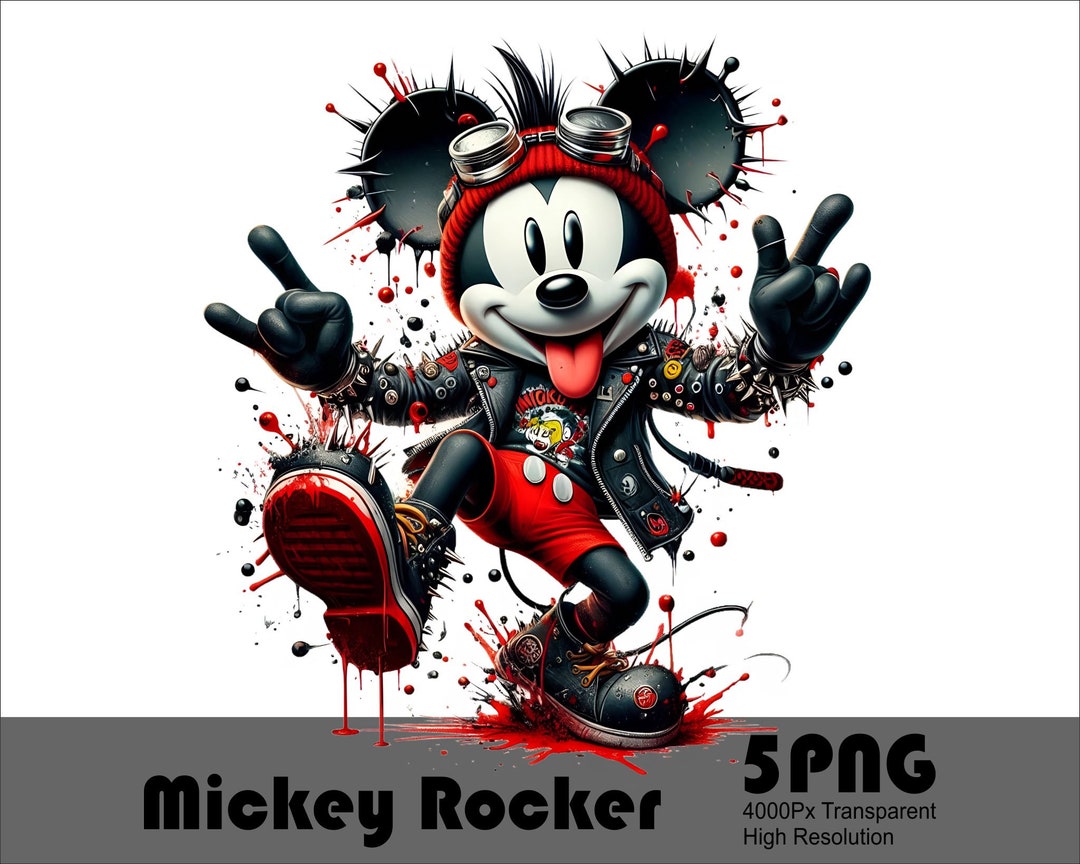 5 PNG Mickey Rocker Mouse PNG Design High Resolution Tshirt Sublimation ...