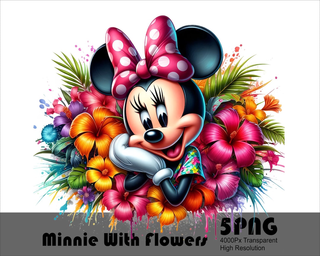 5 PNG Minnie in Flowers PNG Design, Girl Mouse High Resolution Tshirt ...
