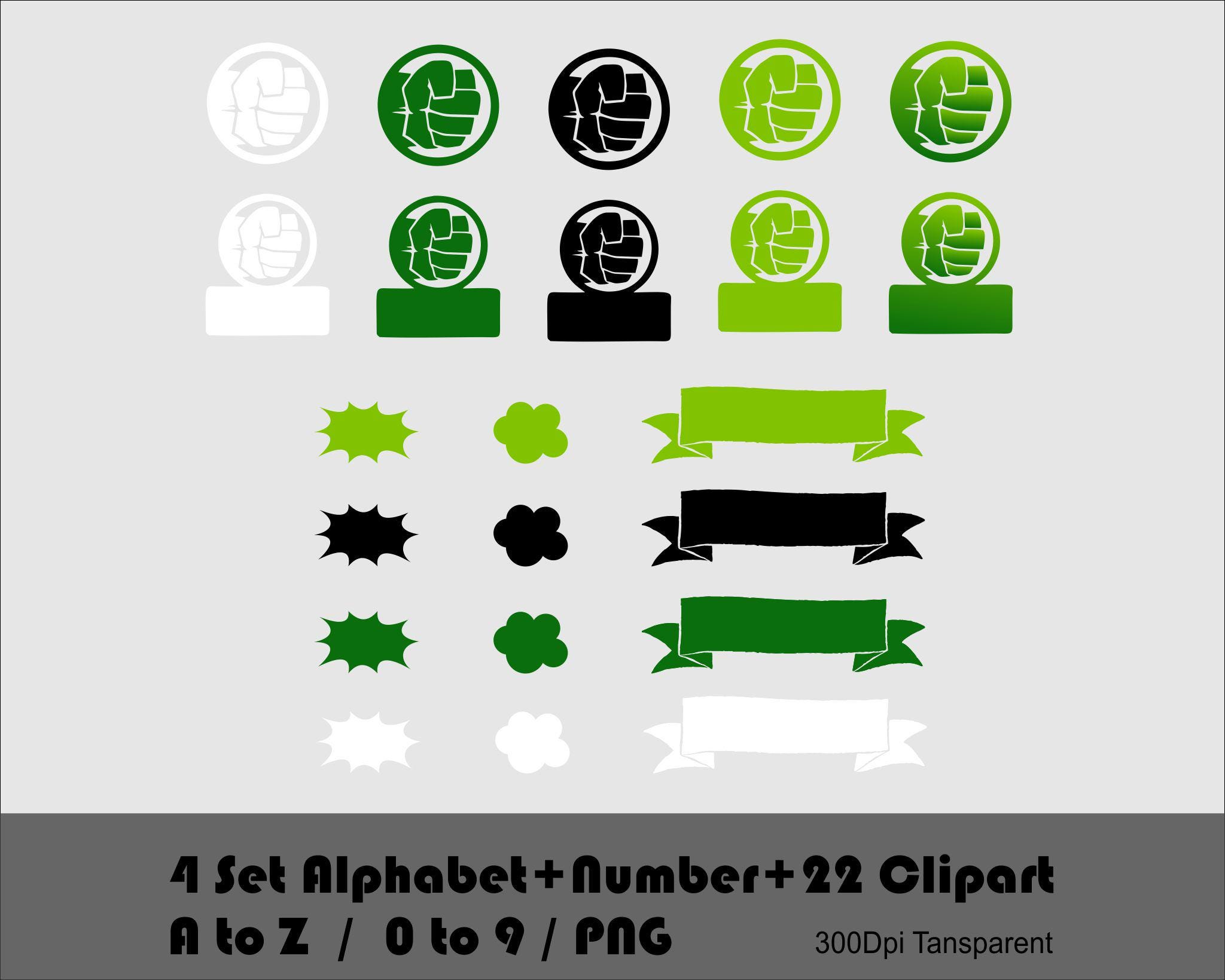 Hulk Font Png Green Giant Alphabet Bundle Png Kids Birthday Font ...