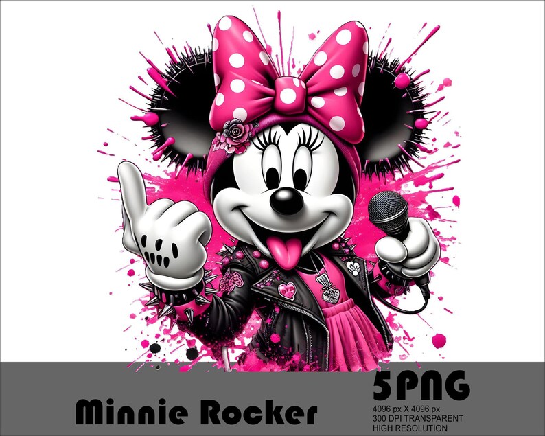 5 PNG Minnie Rocker Punk Png Pink Mouse Design High Resolution Tshirt ...