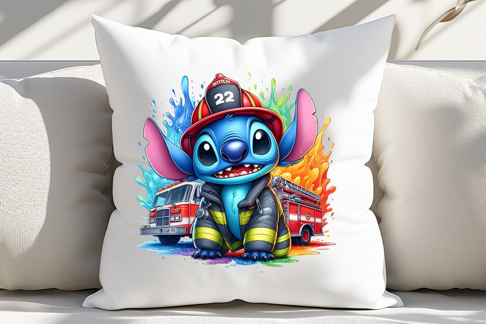 5 PNG Stitch Firefighter Splash Watercolor Digital Design PNG File for ...
