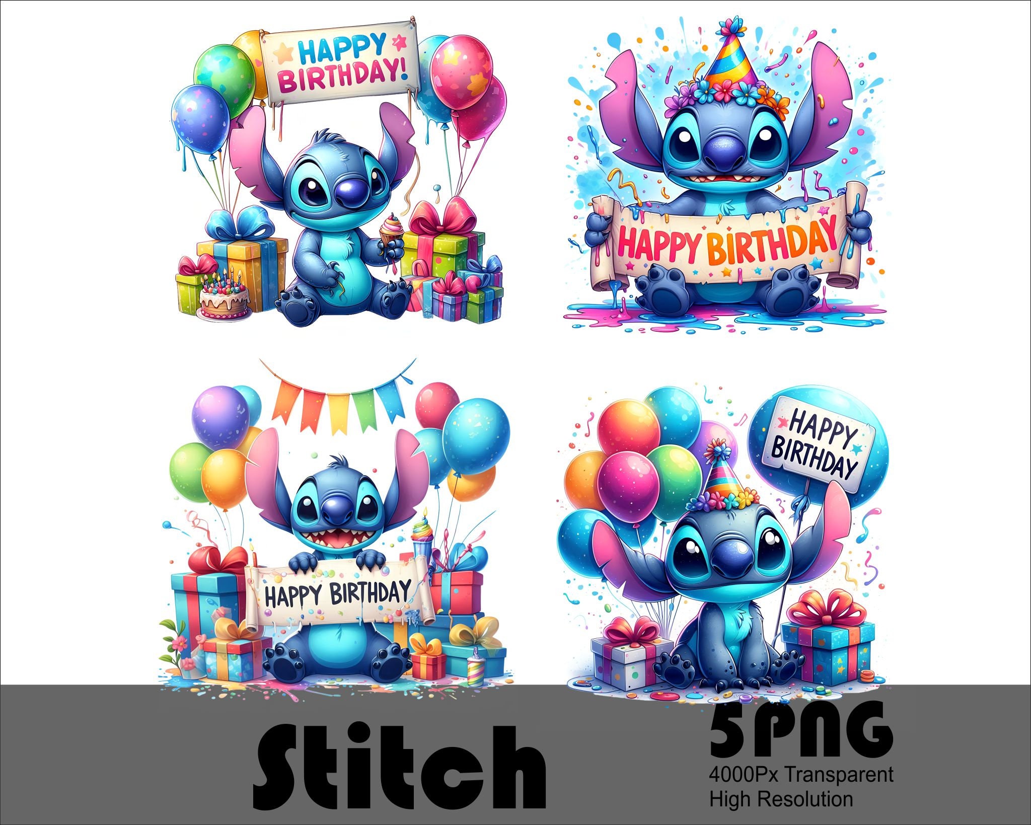 5PNG Stitch Happy Birthday PNG Design High Resolution Tshirt and ...