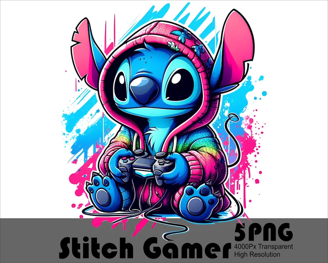 5 PNG Stitch Gamer Splash Watercolor Digital Design PNG File for ...